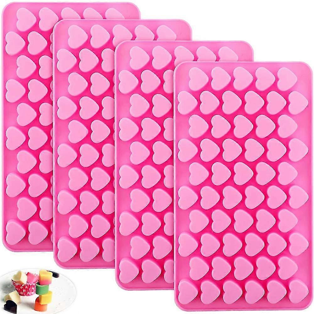 4 Pcs Heart Shape Silicone Molds 55 Mini Hearts Chocolate Candy Molds ...