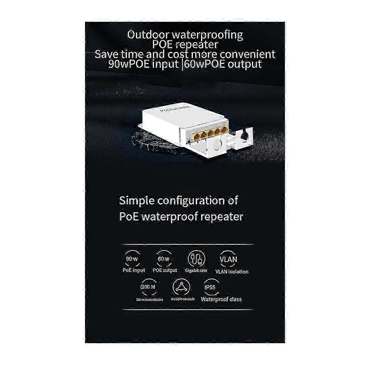 5-port Ip55 Outdoor Waterproof Poe Repeater 1000mbps 1 To 4 Network ...