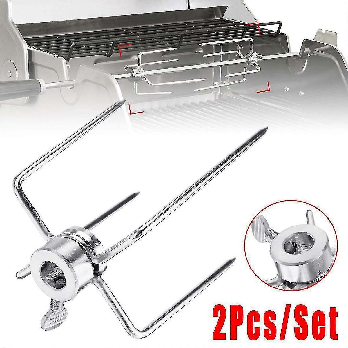 2pcs Bbq Rotisserie Meat Forks Grill Meatpicks Stainless Steel Barbecue ...