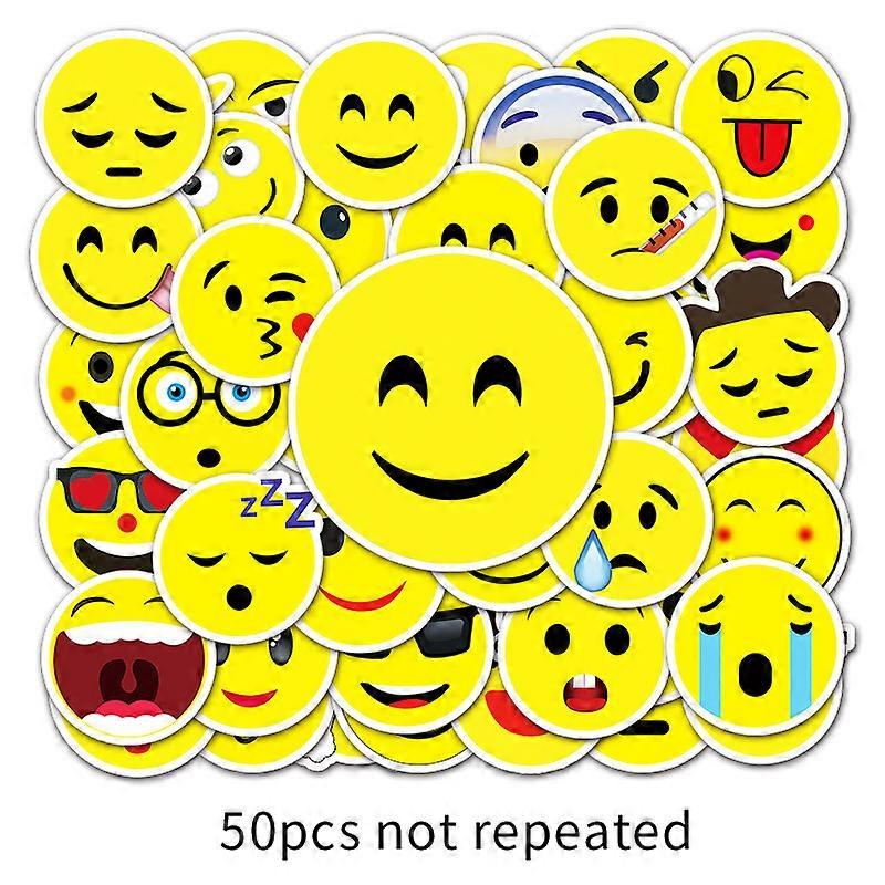 50 sheets of cute smiley stickers waterproof and non-repeating, self ...