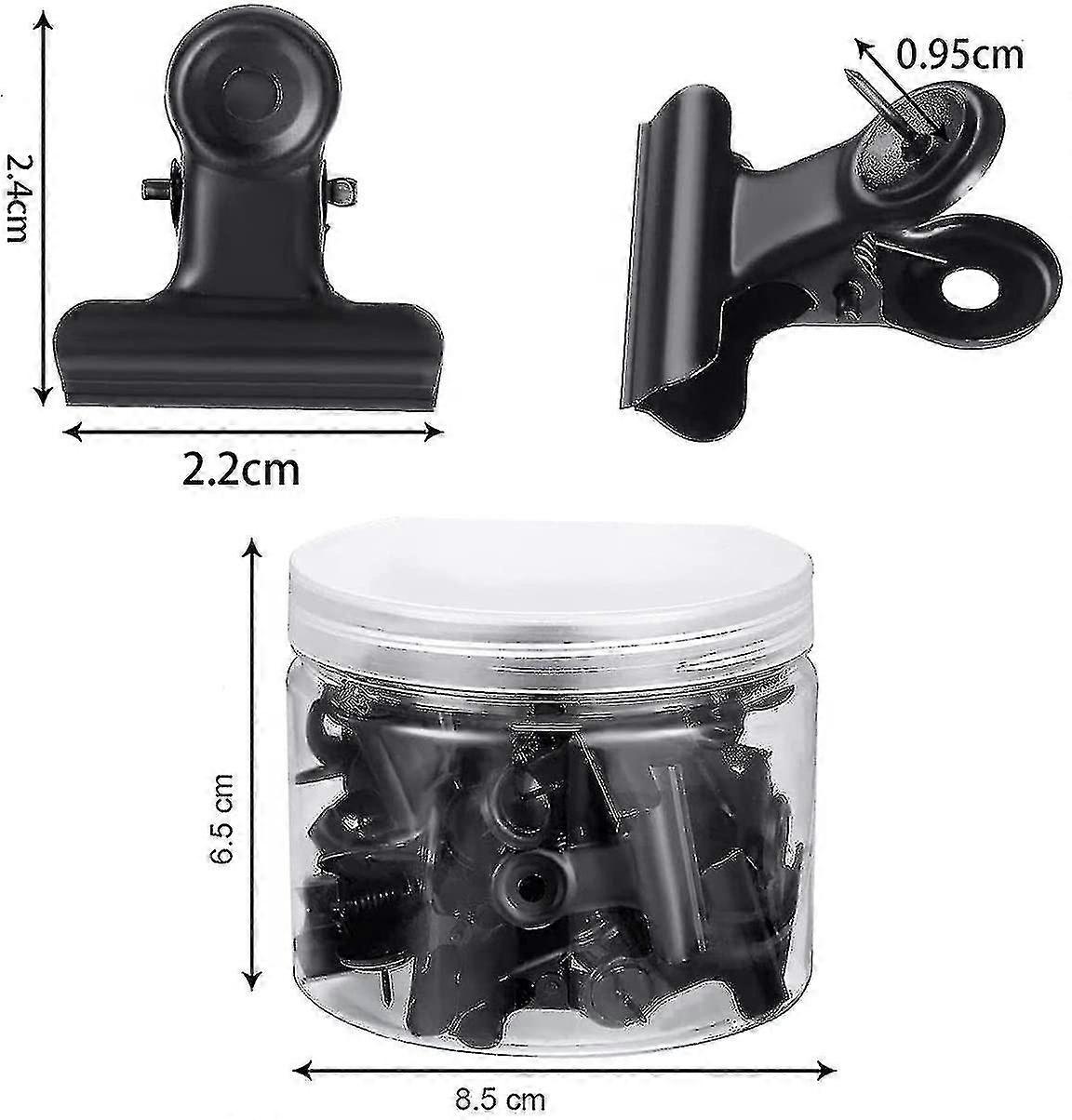 Black 30 Pcs Push Pins Clips Heavy Duty Clips With Pins Creative Large ...