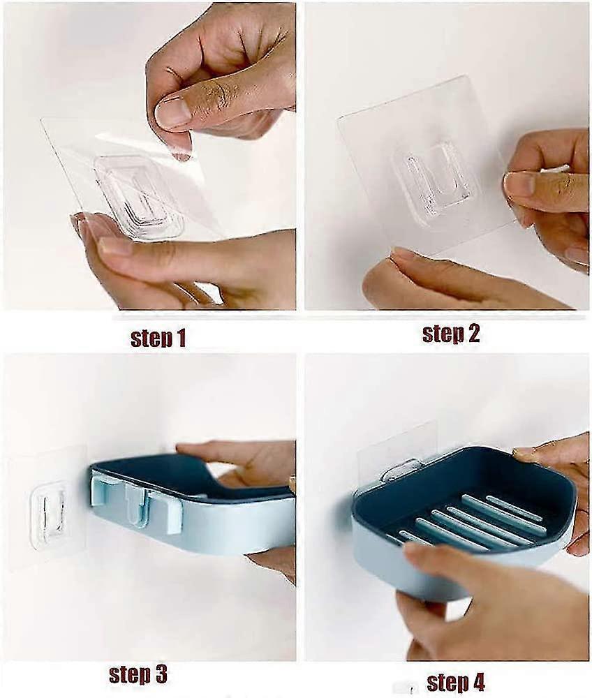 Soap Box Set Of 4 Colorful Plastic Soap Dishes Detachable Wall Mounted ...