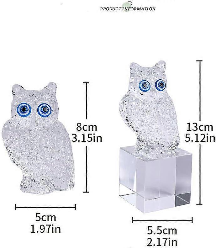 Cute Crystal Owl Figurine Miniatures Art Glass Paperweight Animals ...