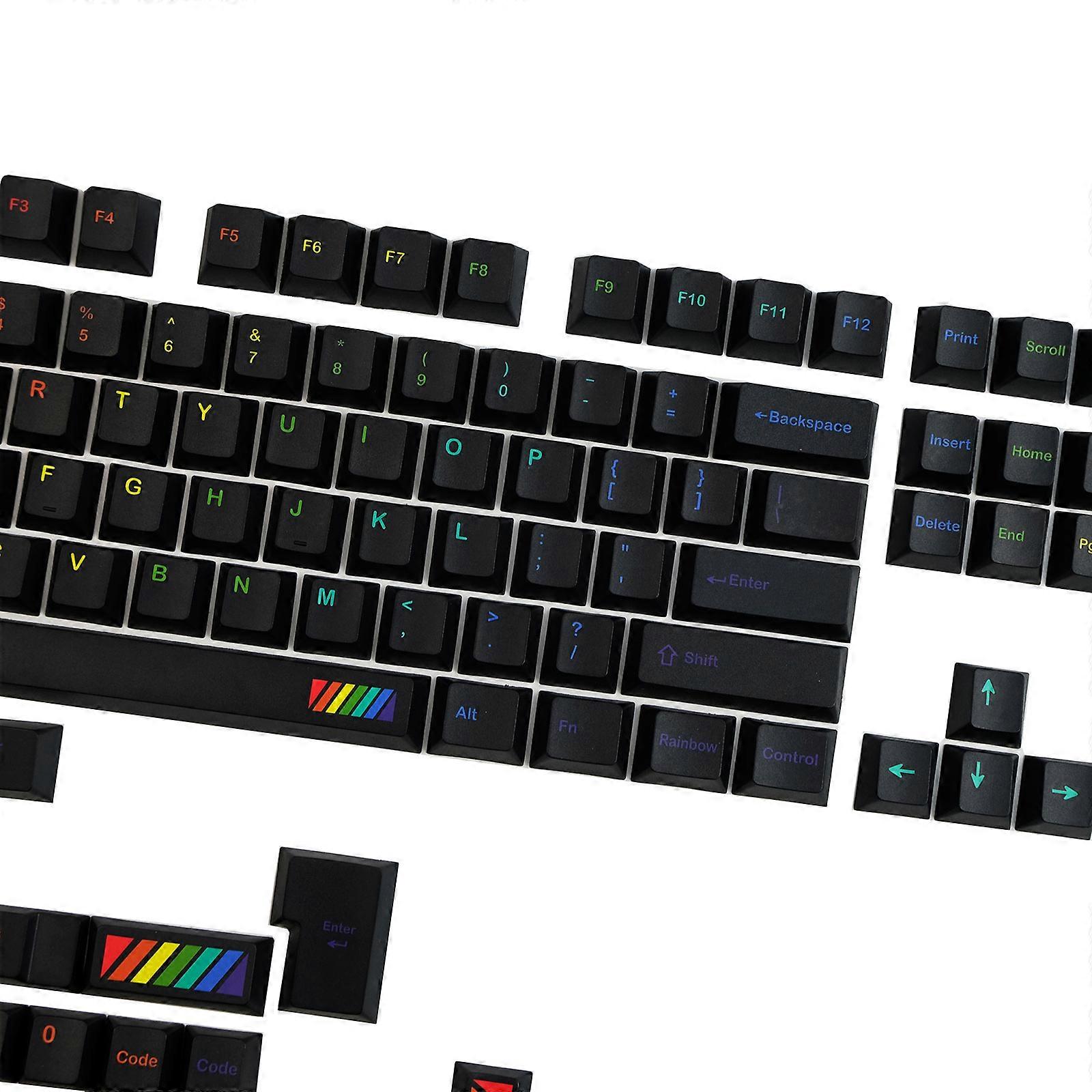 142 PBT Keycaps GMK Midnight Rainbow 5 Sides Dye Sub Cherry Profile ...