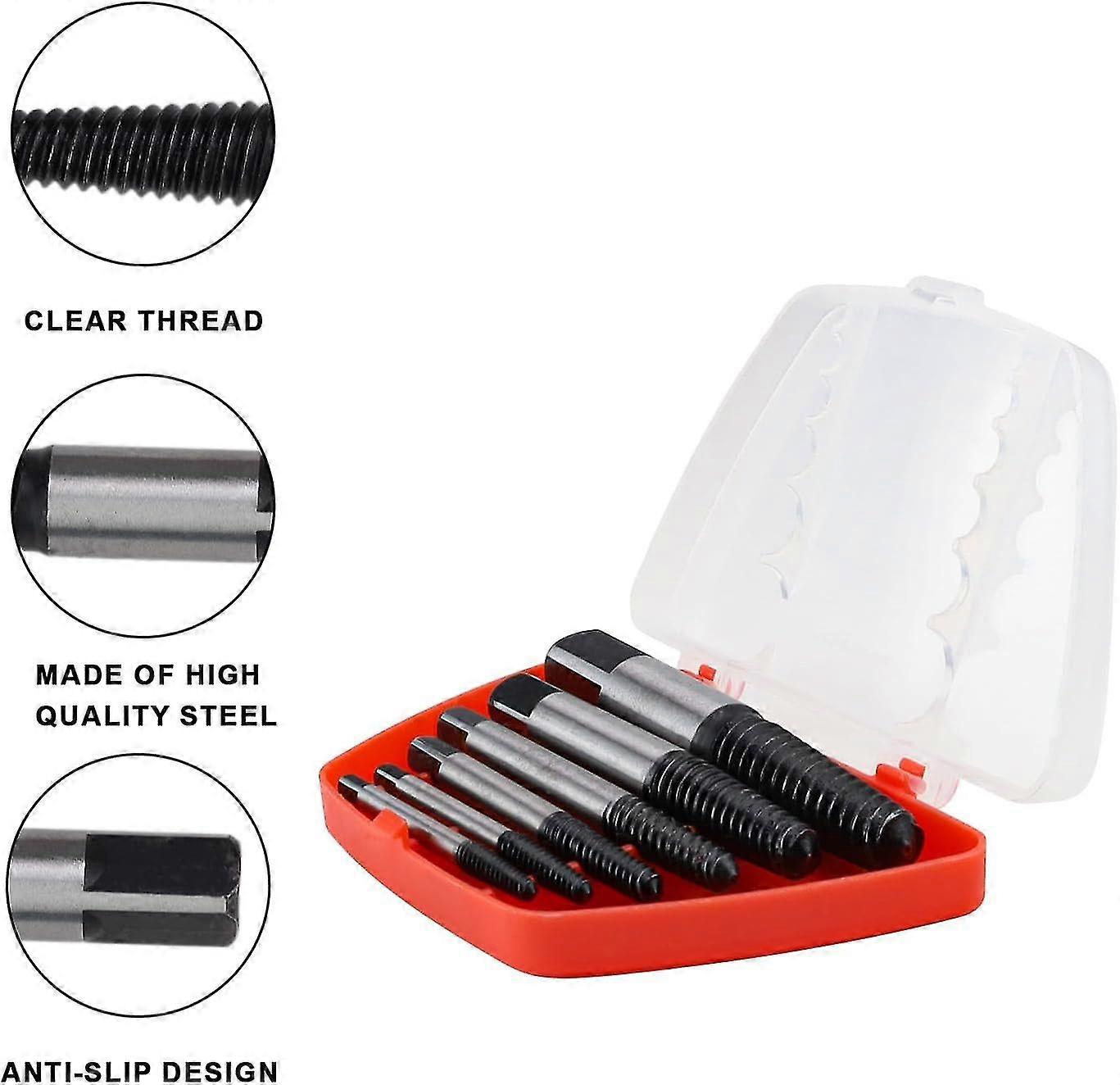 1/8-1 Inch Screw Extractor,6 Pieces Broken Screw Extractor, Stud ...