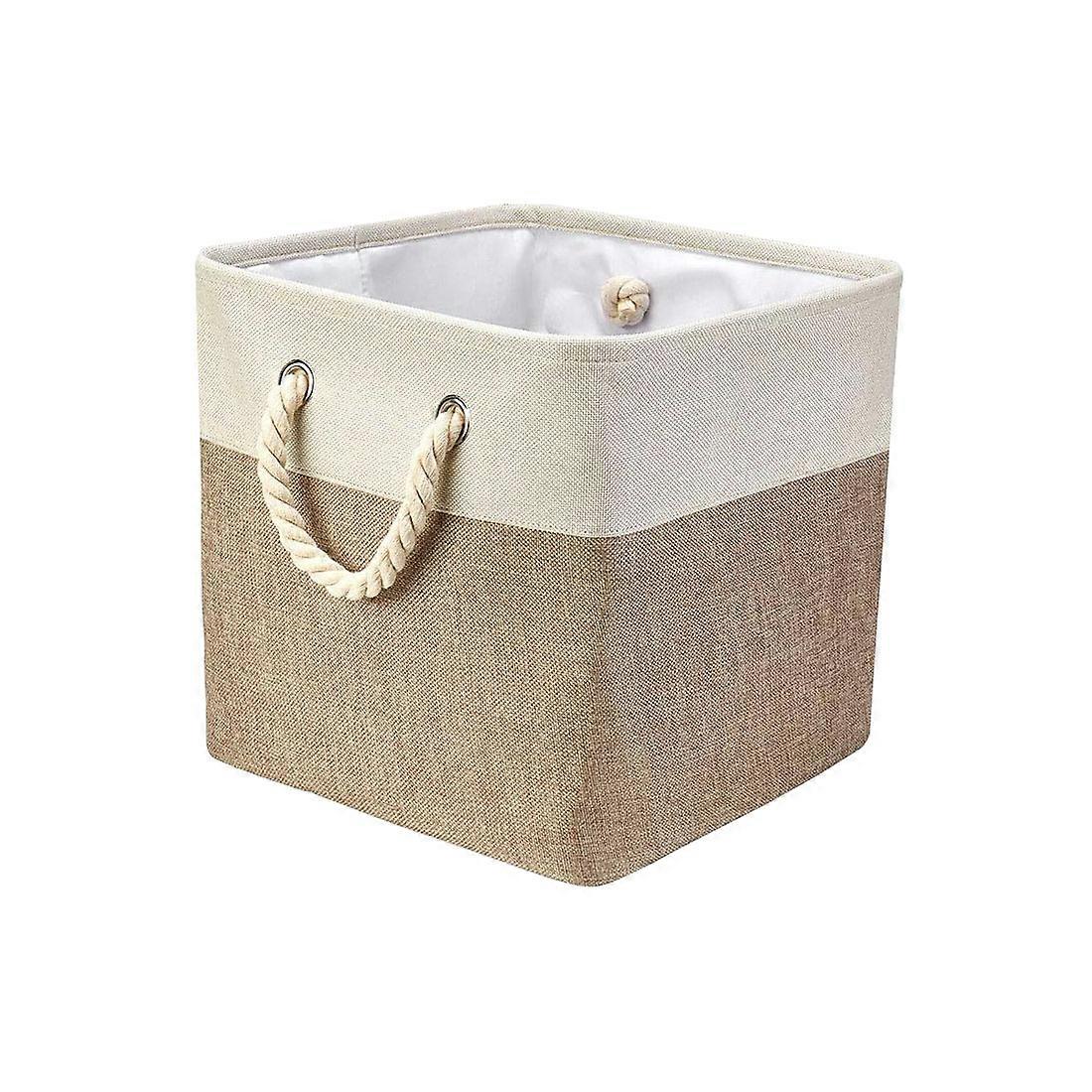 Foldable Storage Box with Linen Stitching Fabric Storage Basket, with ...