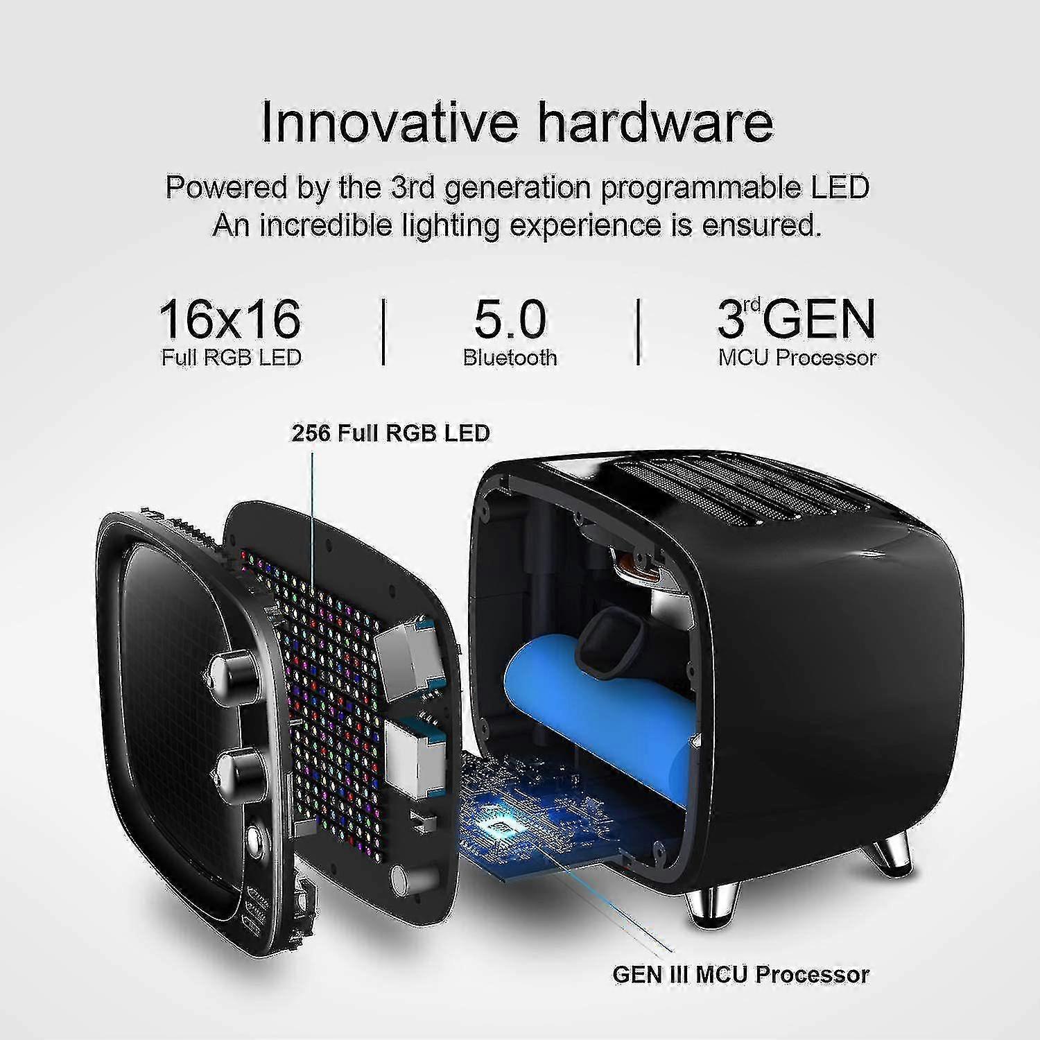 Naiwang Divoom Tivoo V5.1 Bluetooth Speaker With Smart Pixel Art Screen,black | Fruugo UK