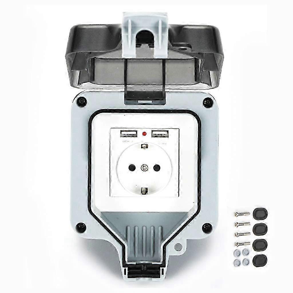 Outdoor wall socket with USB socket for outdoor use, IP66 waterproof ...