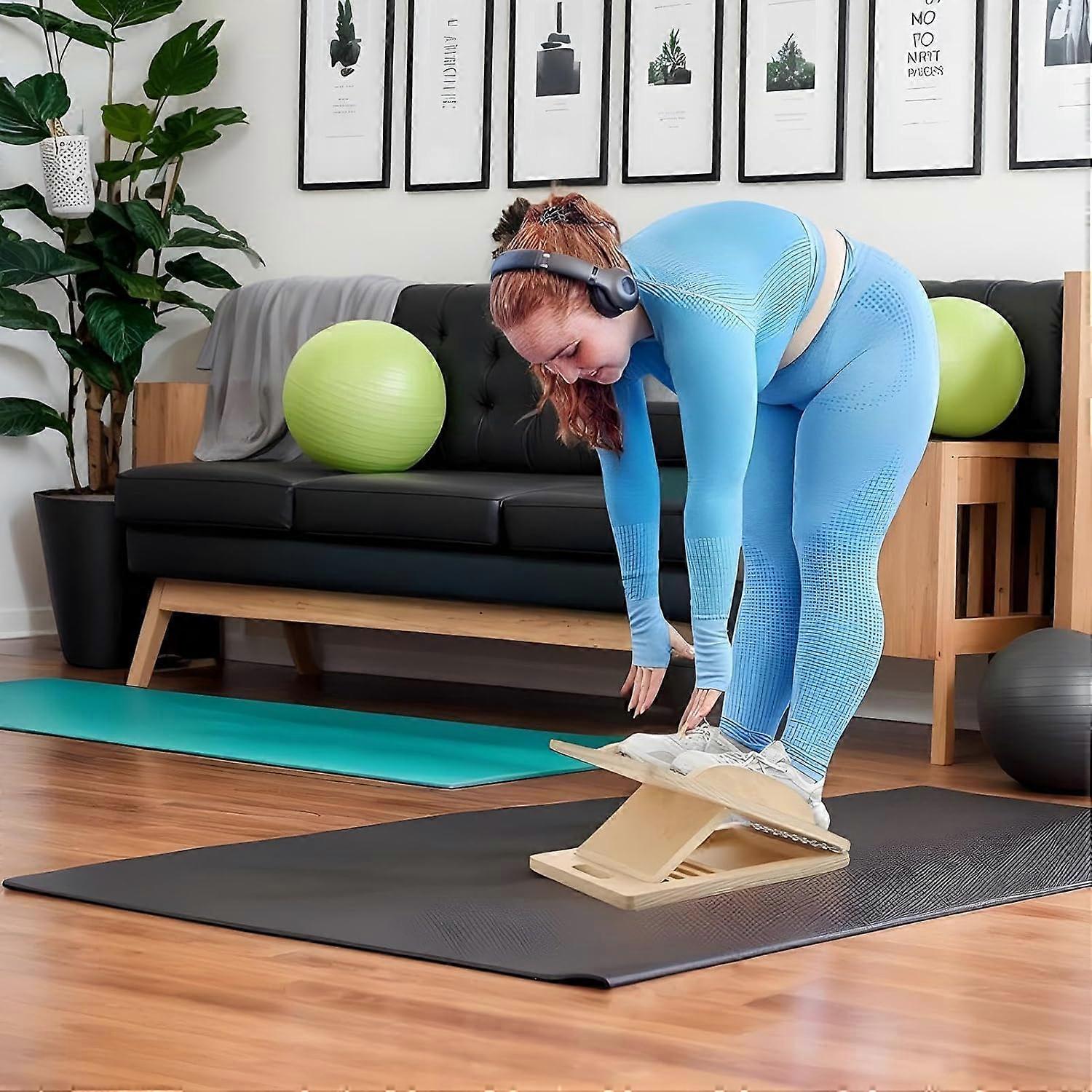 Stretching Board - Adjustable Slant Board Squat Wedge, Wooden Balance ...