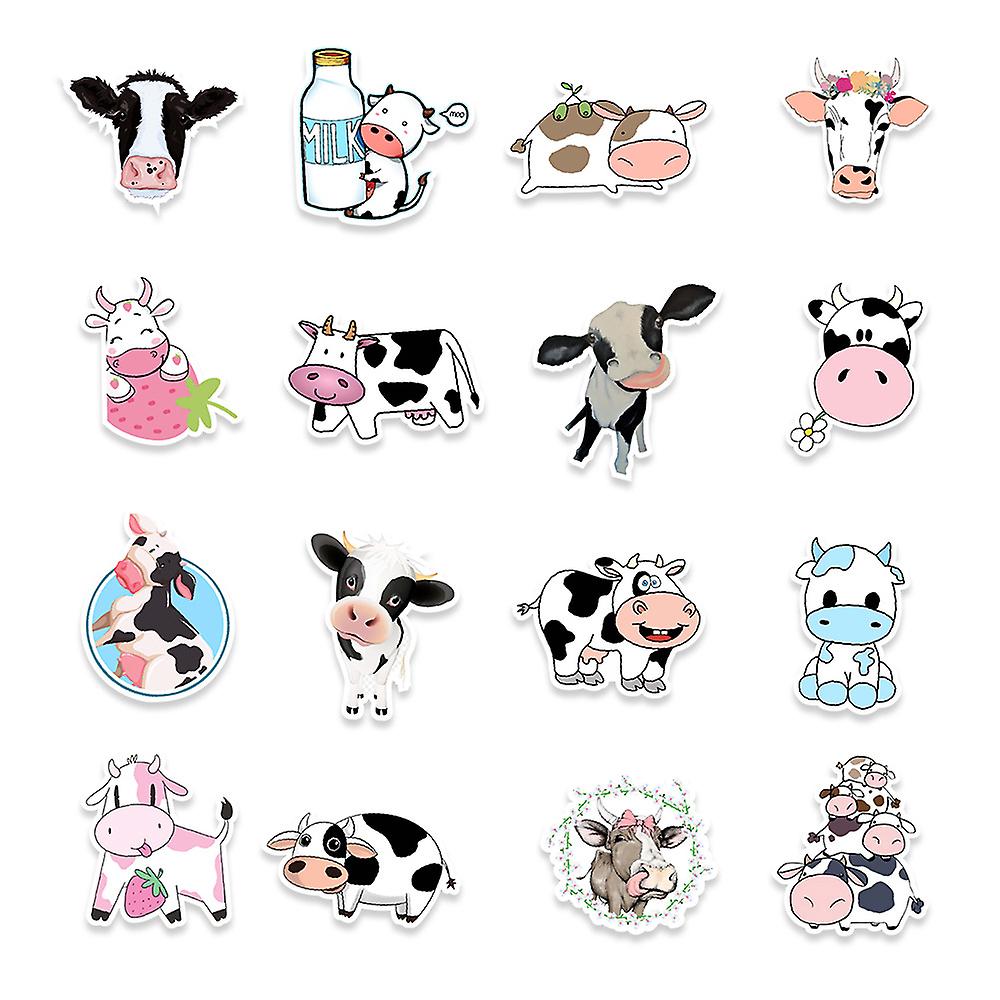 50 Pcs Cow Stickers Pack, Vinyl Waterproof Cute Cartoon Animal Sticker ...
