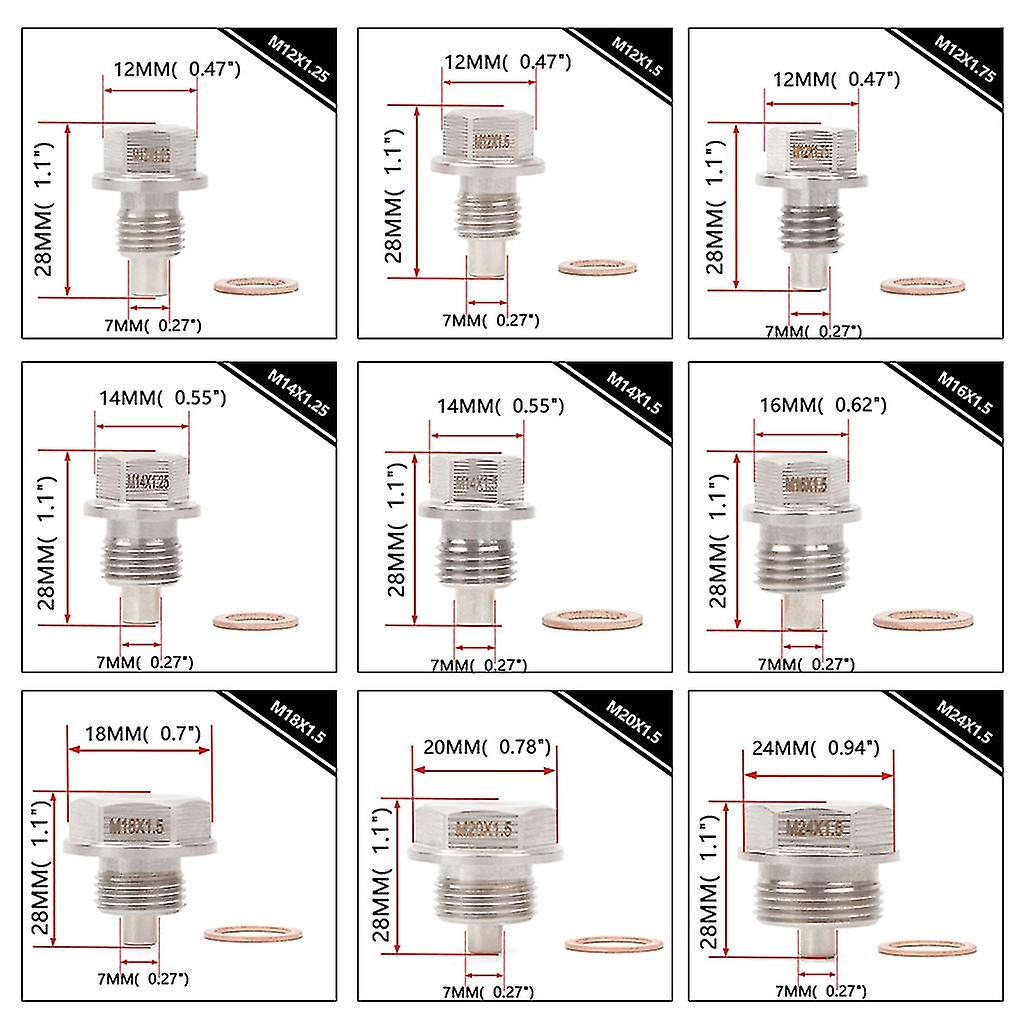 M14x1.5 M14x1.25 Magnetic Oil Drain Sump Plug Stainless Engine ...