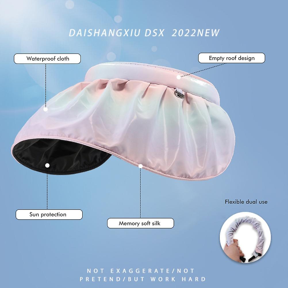 Summer UV Protection Women Sun Visor Hat Wide Brim Foldable Dual ...
