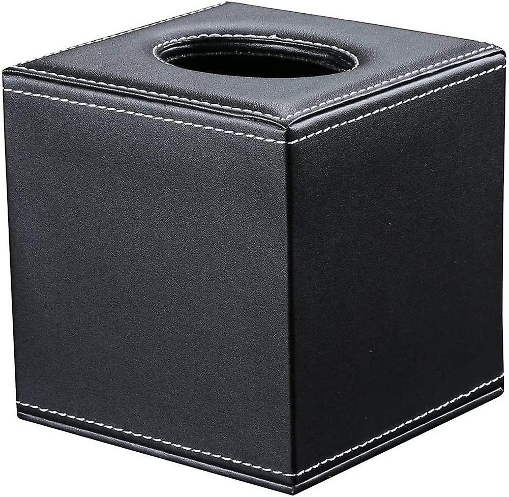 PU Leather Tissue Box, Square Tissue Dispenser, Black | Fruugo UK