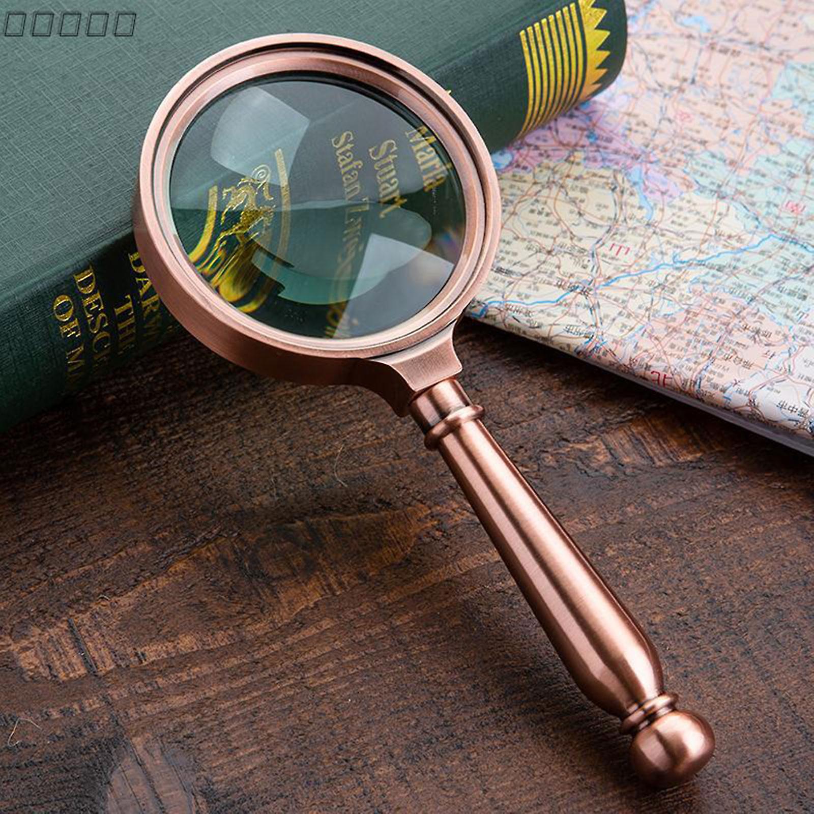 Magnifying Glass 5X Handheld Magnifier with Large Glass Lens & Metal ...