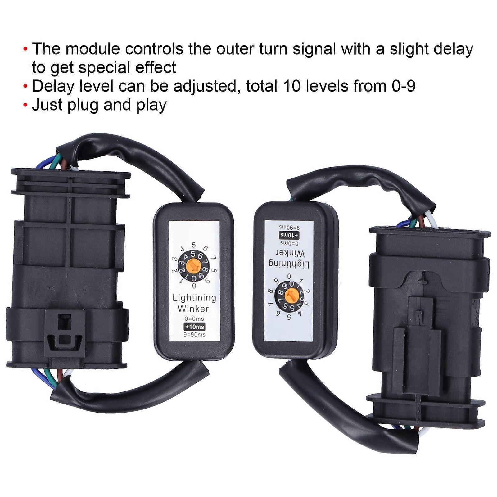 Pair LED Tail Lights Dynamic Turn Signal Adapter Harness Blinker Module ...