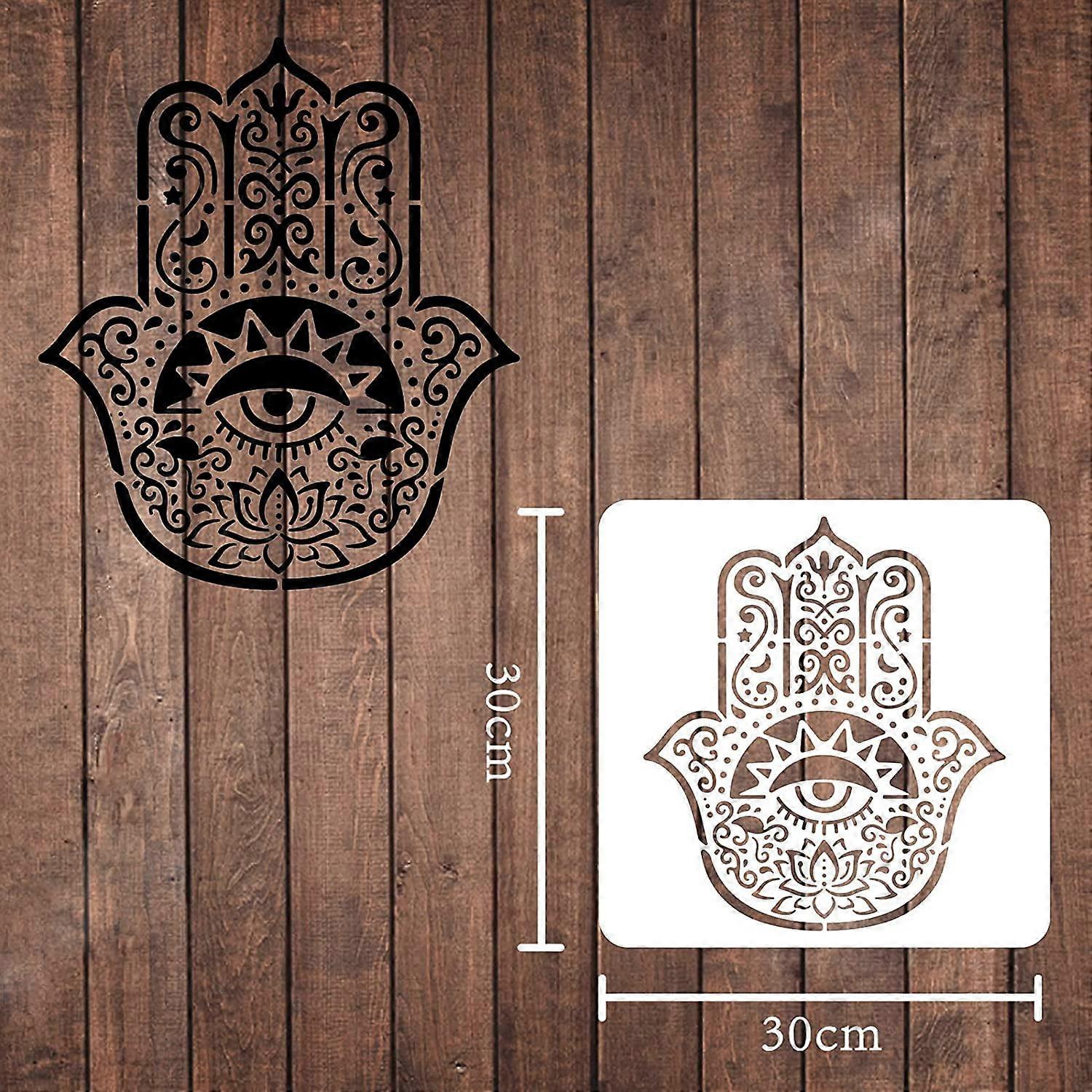 1pc Hamsa Hand Stencil Template Plastic Mandala Hand Drawing Painting Stencils Square Reusable ...