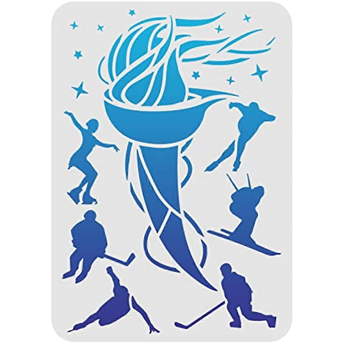 Winter Sport Stencils 11.7x8.3 inch A4 Plastic Ski Skating Drawing ...