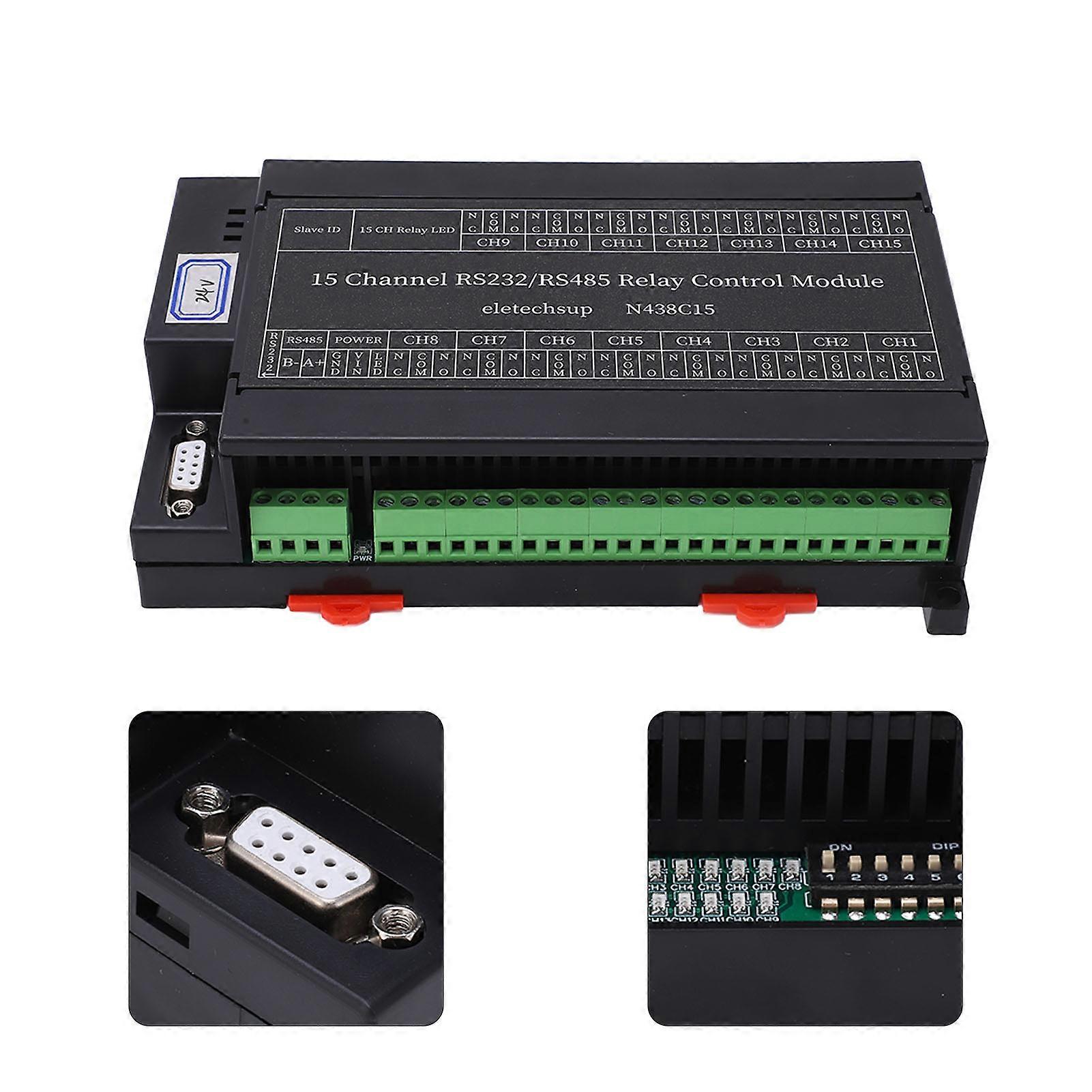 Relay Control Module 15 Channel RS485 RS232 PLC DO PC UART Serial Switch Board DC24V | Fruugo UK