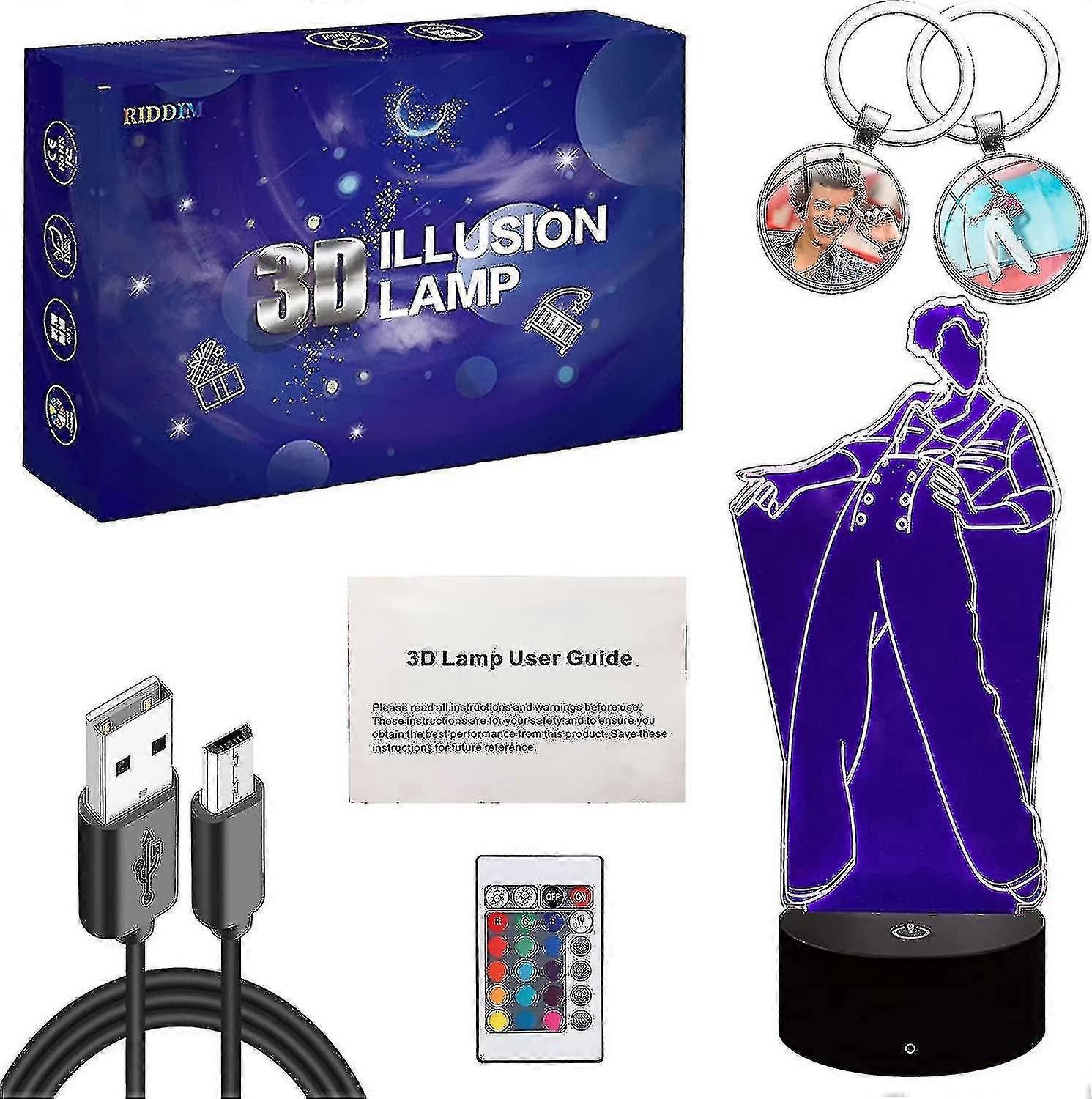 Harry Styles 3d Illusion Lamp 16 Colors Changing Rgb Bedside Lamp With ...