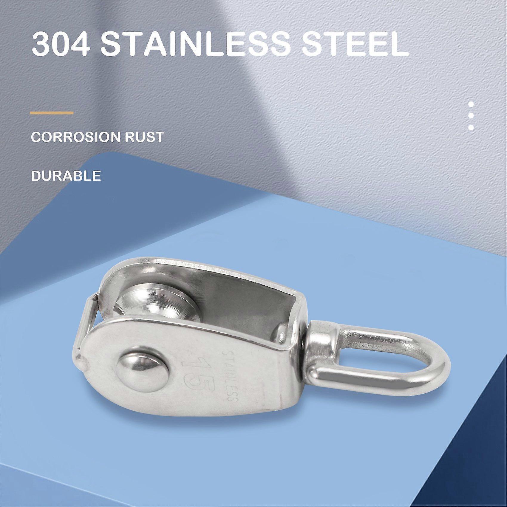 4PCS Single Pulley Block M15 Stainless Steel Small Pulley Roller for ...