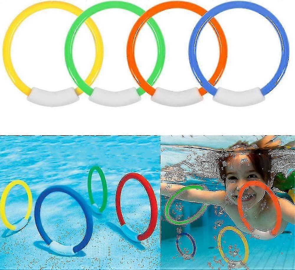 4 Pcs Dive Rings Swimming Pool Toy Rings, Plastic Diving Ring Colorful ...
