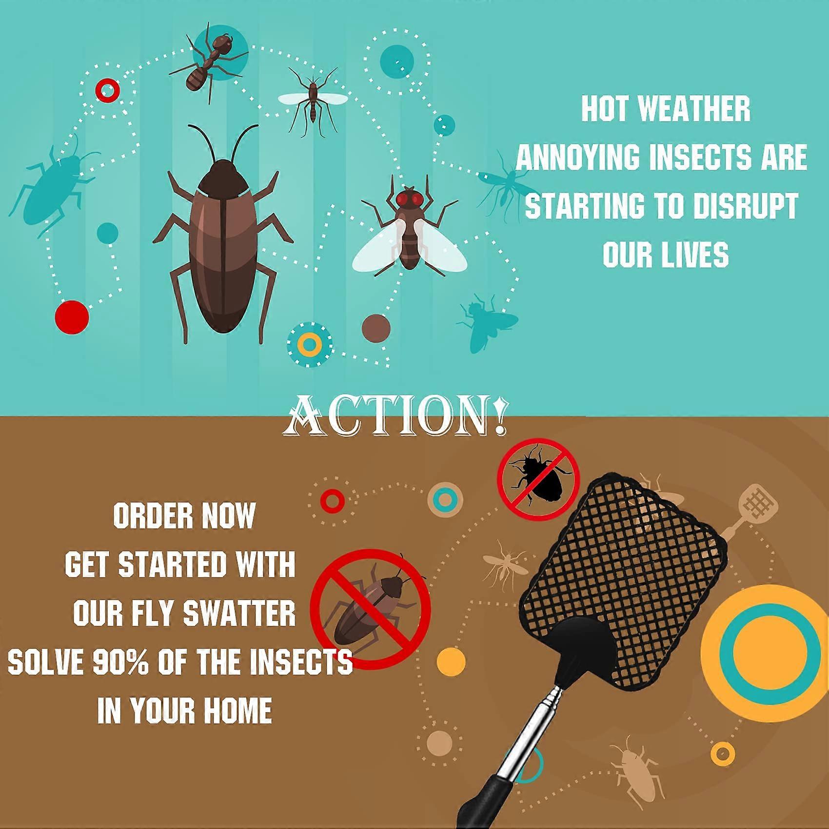 2 Pack Extendable Fly Swatter, Manual Extendable Fly Catcher with ...