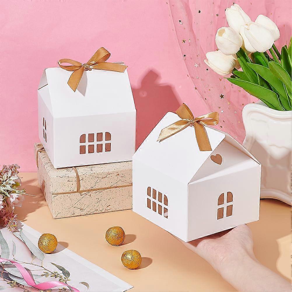 20 Packs Small House Shaped Gift Boxes with Ribbon 4.9x4.9x5.3 inch ...