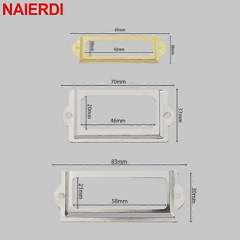 10pcs Antique Brass Metal Cabinet Drawer Label Pull Frame Name Card ...