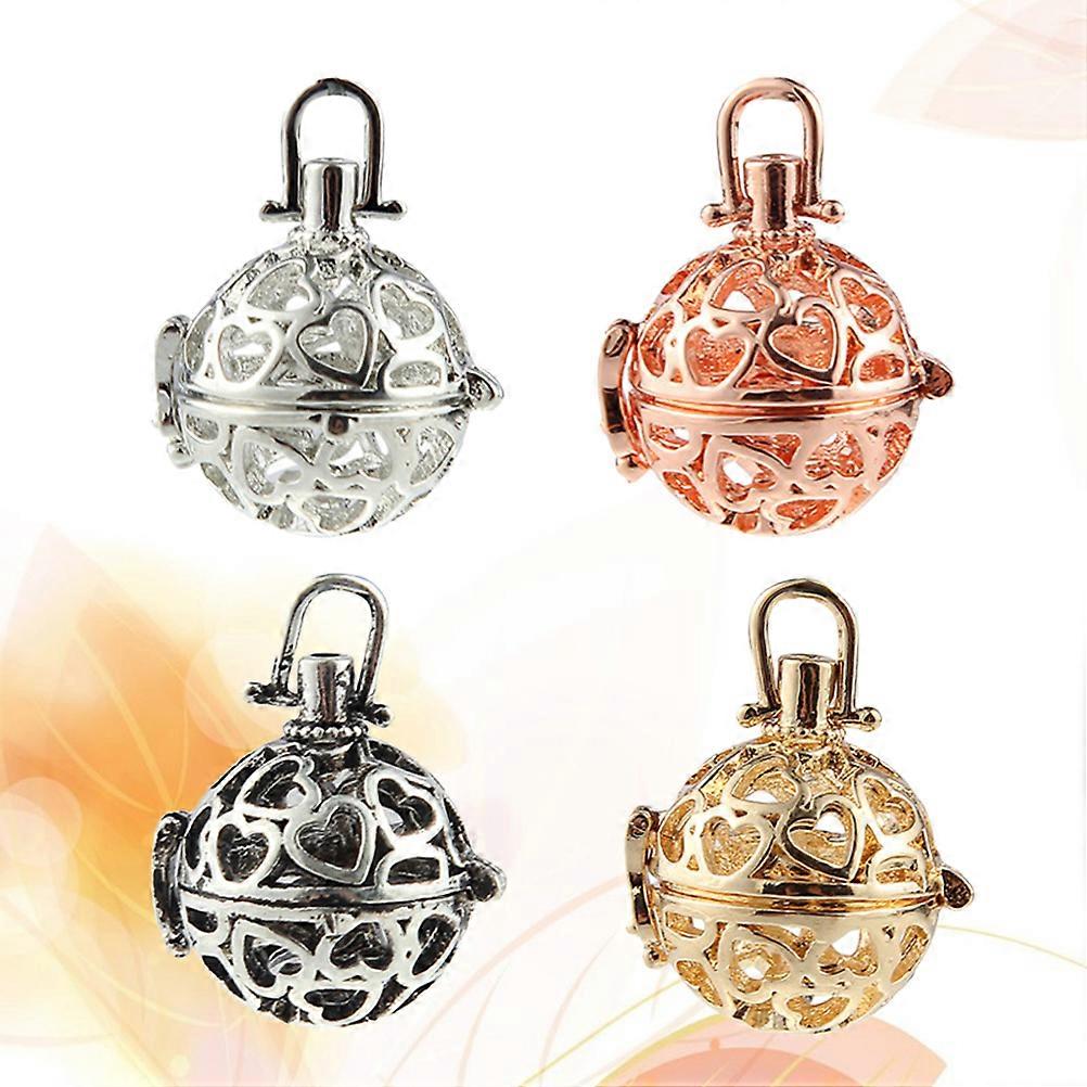 4pcs Hollow Heart Pearl Bead Cage Locket Pendants for DIY Jewelry ...