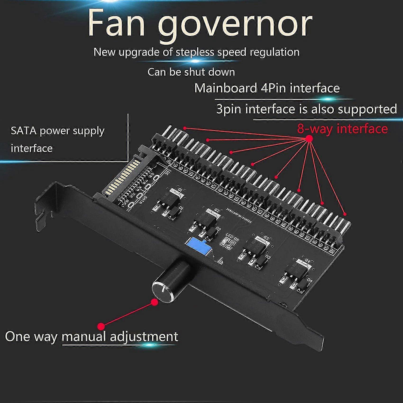 Pc 8 Channels Fan Hub Cooling Fan Speed Controller For Cpu Case Hdd Vga ...