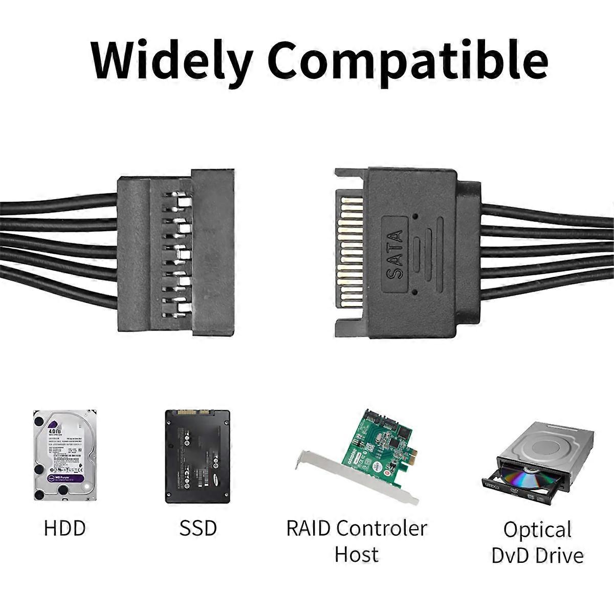 15Pin Sata Power Splitter 1 To5 Hard Drive HDD SSD Power Supply Cable ...