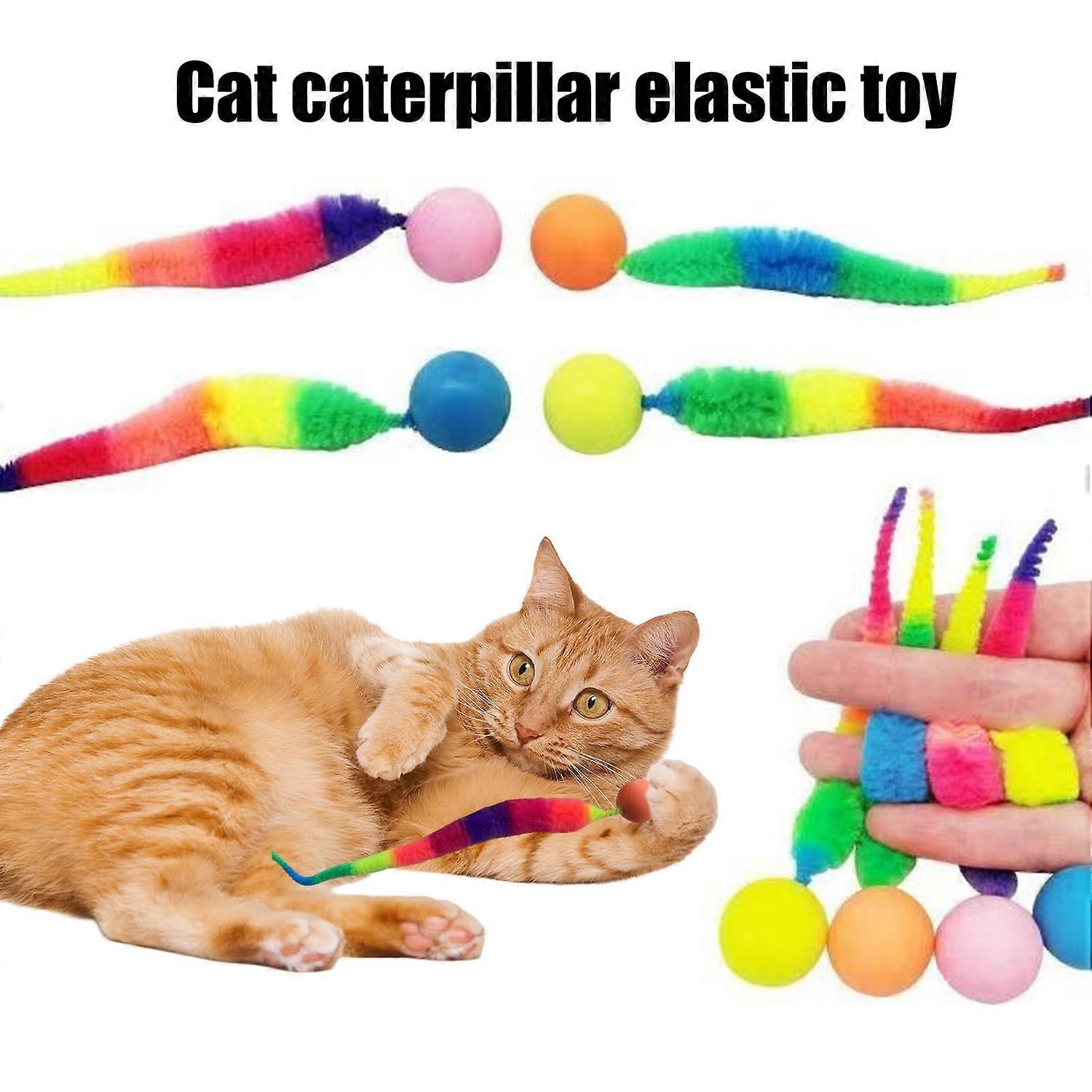 Interactive Bouncy Ball with Tail Colorful Fuzzy Worm Bouncy Ball Cat ...