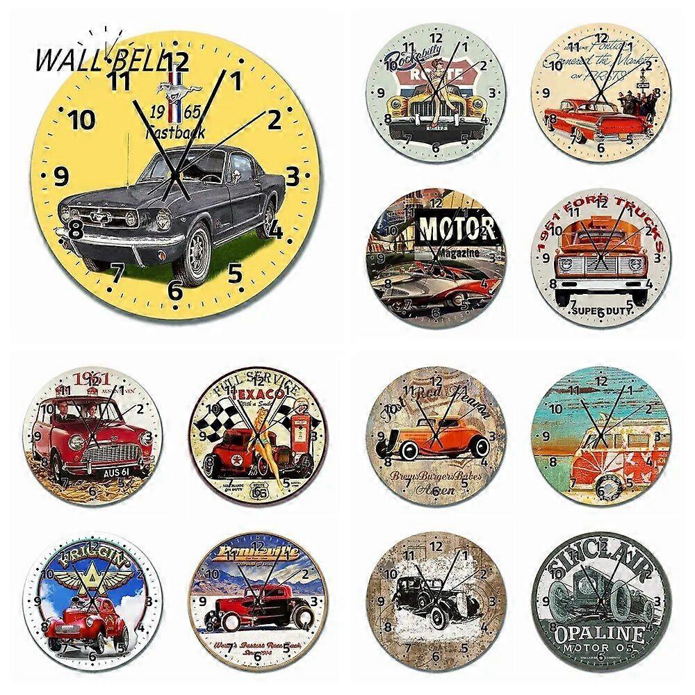 Classic Car Clocks American Gasoline Garage Decor Beer Bar Wall Clock ...
