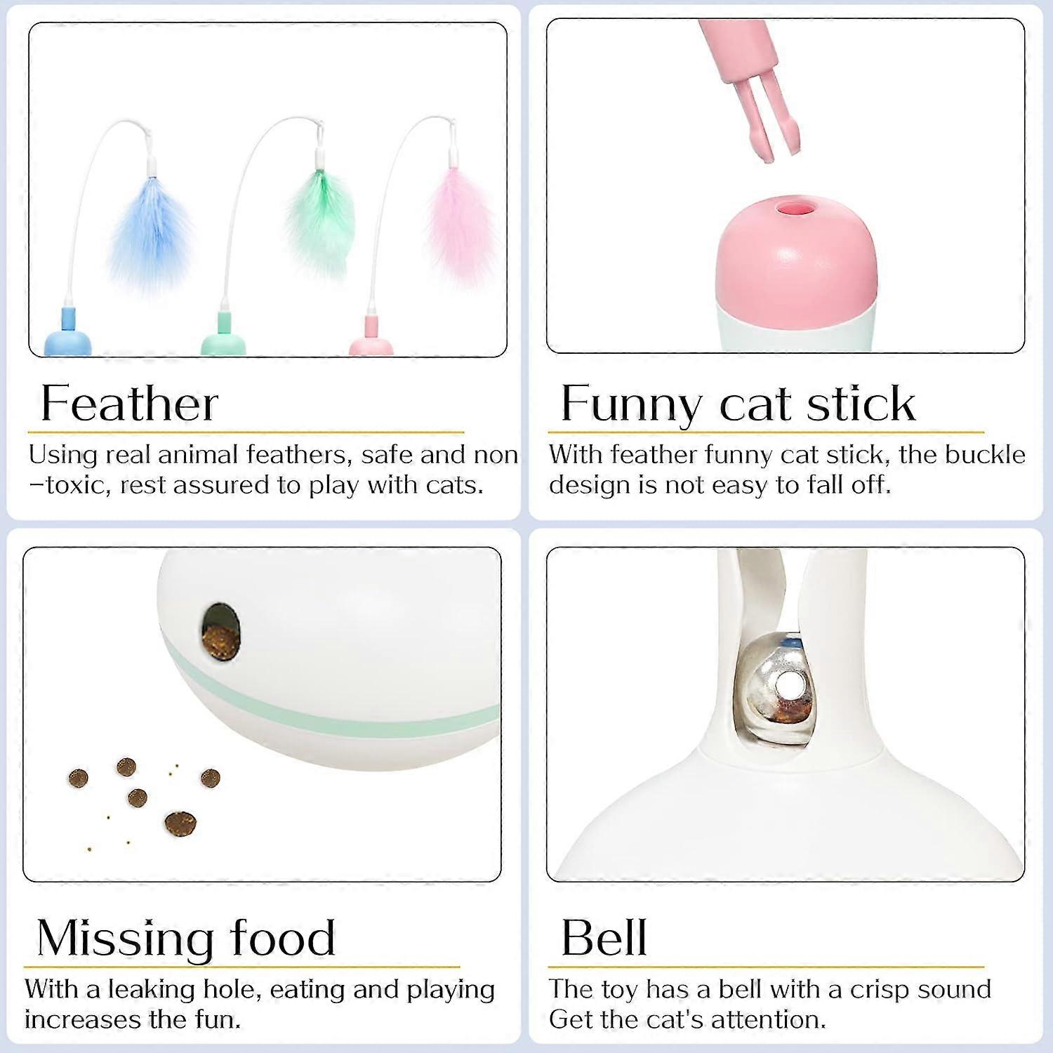 Interactive Cat Tumbler Ball with Ball and Feathers,Teasing Cat Toy,Feather Toy with Cat Bell ...