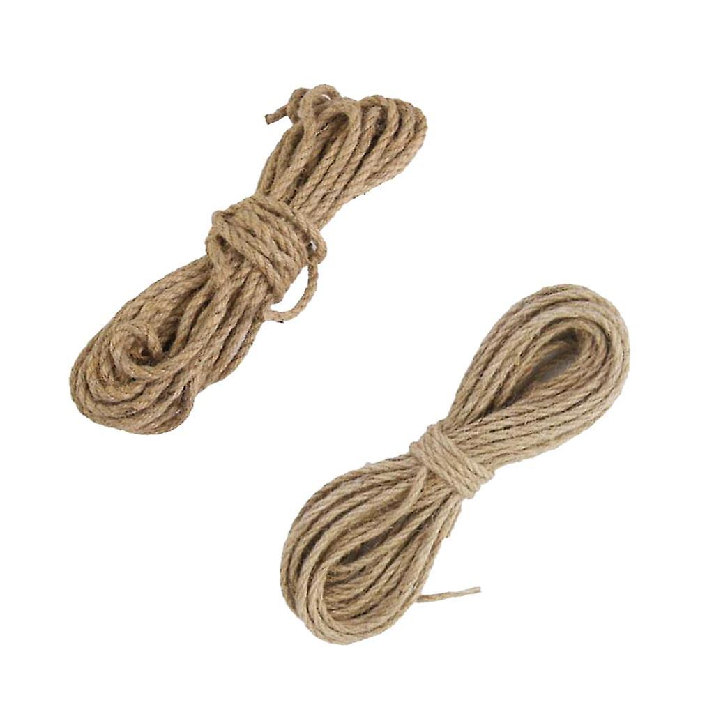 2x10M Twisted Burlap Jute Twine Rope Natural Hemp Cord Sisal Rope 6mm ...