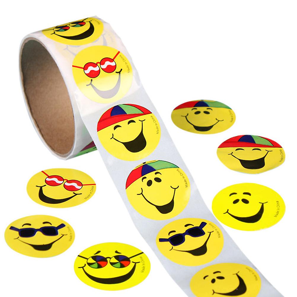100 Pcs Circle Stickers Smile Face Paste Fruit Rewards Happy Face ...