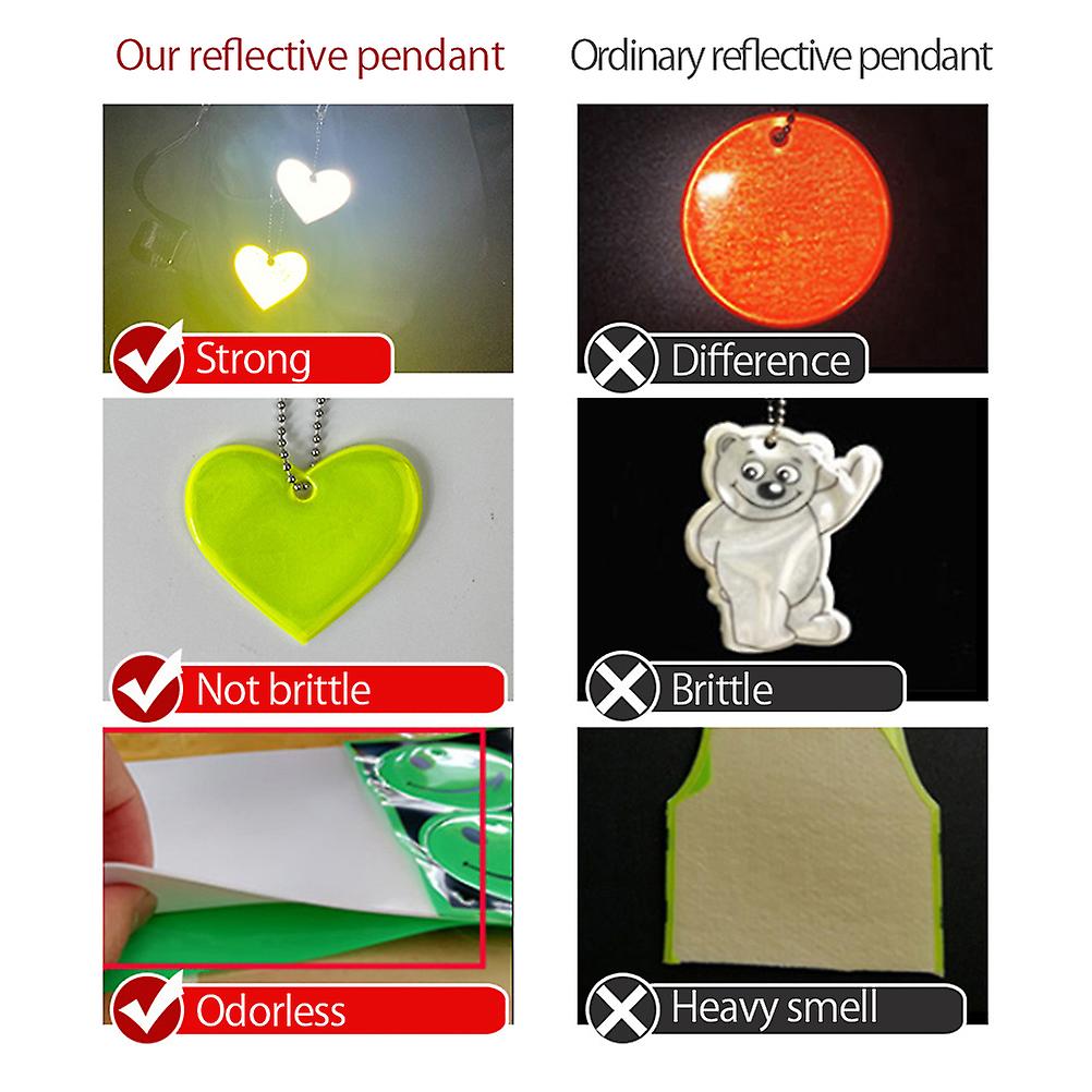 12pcs Mix Color Safety Reflector Pendant Love Heart Safety Reflector ...