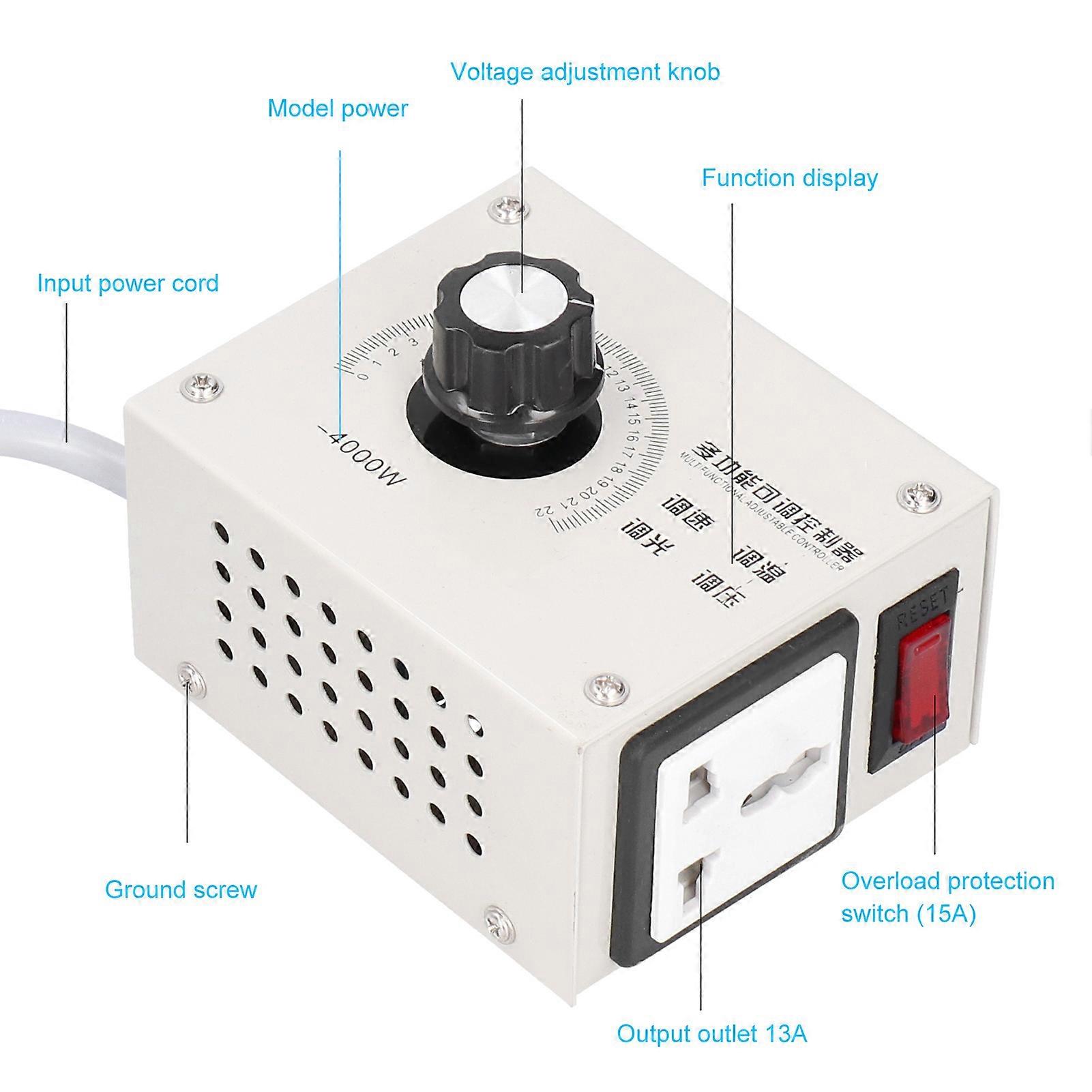 4000W SCR Voltage Regulator Dimmer High Power Electronic Thyristor Controller AC110/220VUK Plug ...