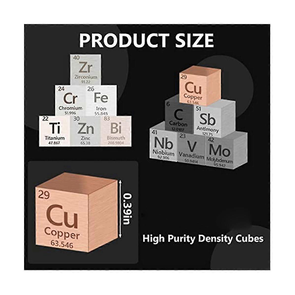 18 Pcs Metal Elements Cube Density Cubes 99.99% High Purity, Periodic ...
