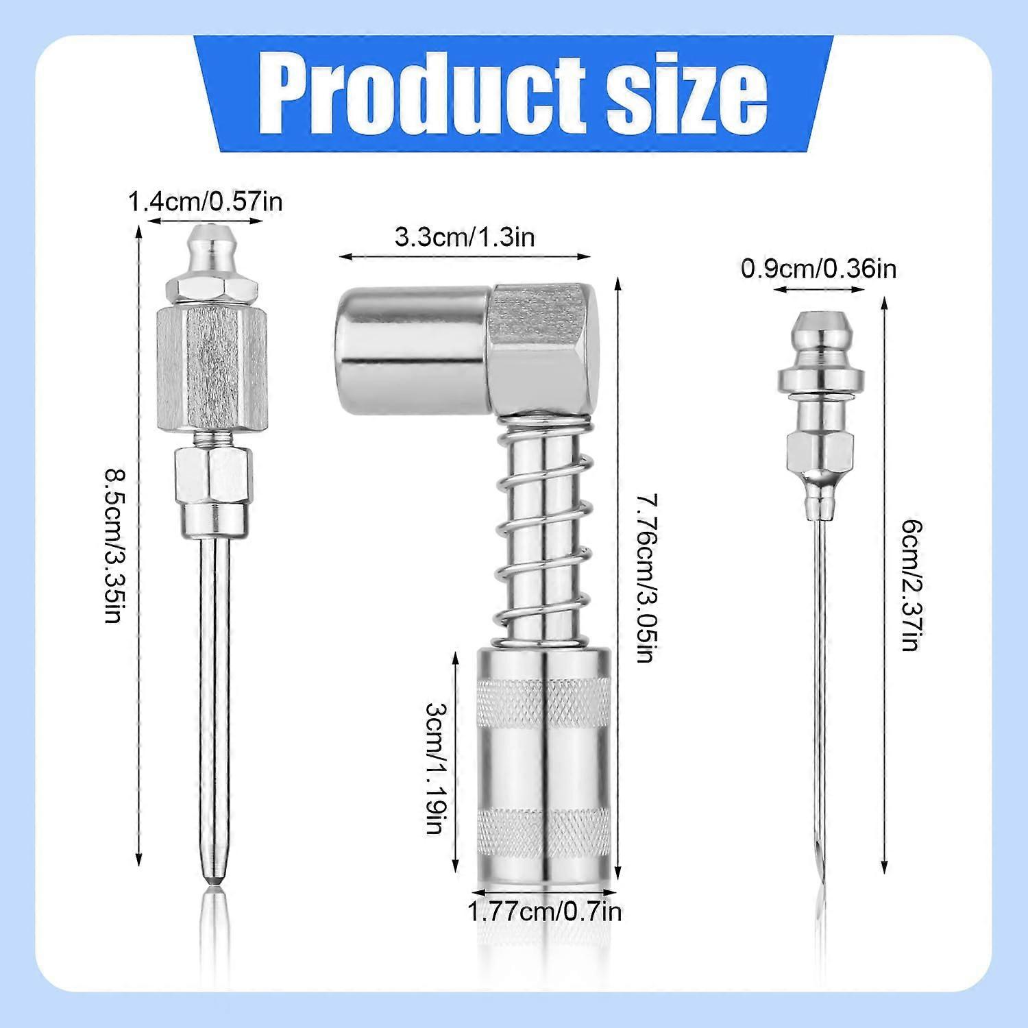 3pcs 90 Degree Needle Grease Fitting Nozzle & Grease Gun Needle Adapter ...
