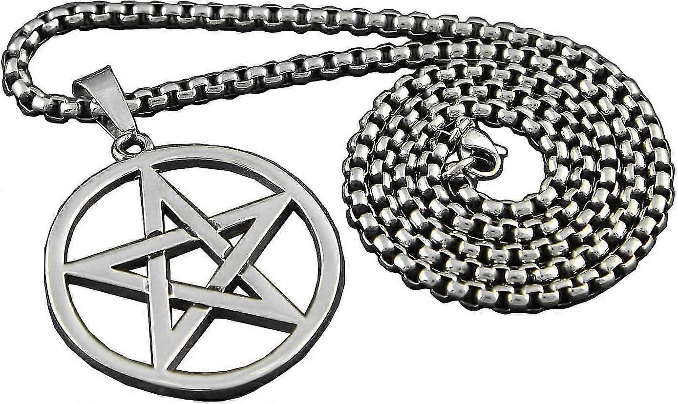 Men Pagan Wicca Inverted Star Pentagram Stainless Steel Pendant ...
