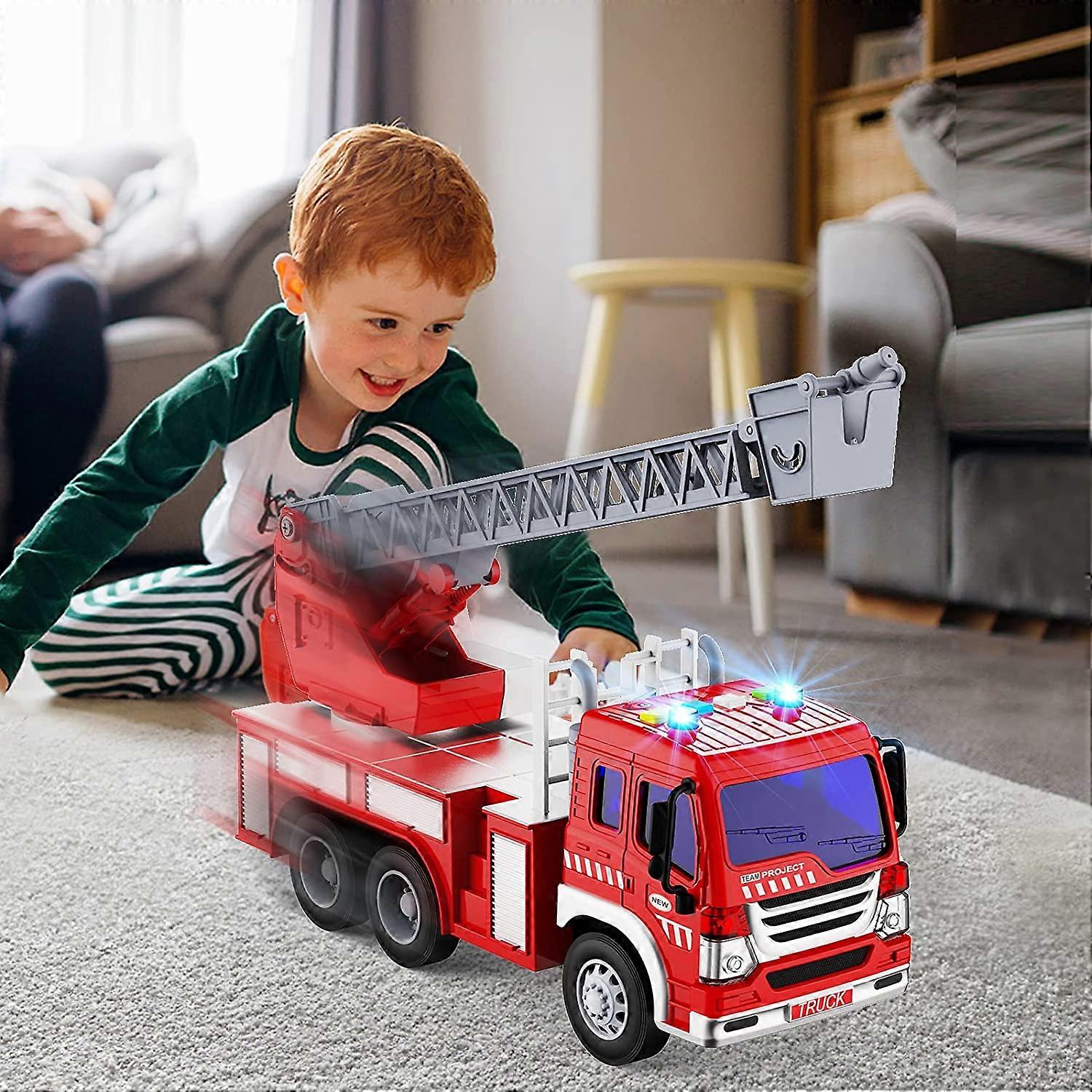 Fire Truck,Fire Truck Toy with Rotating Ladder with Sound and Light ...