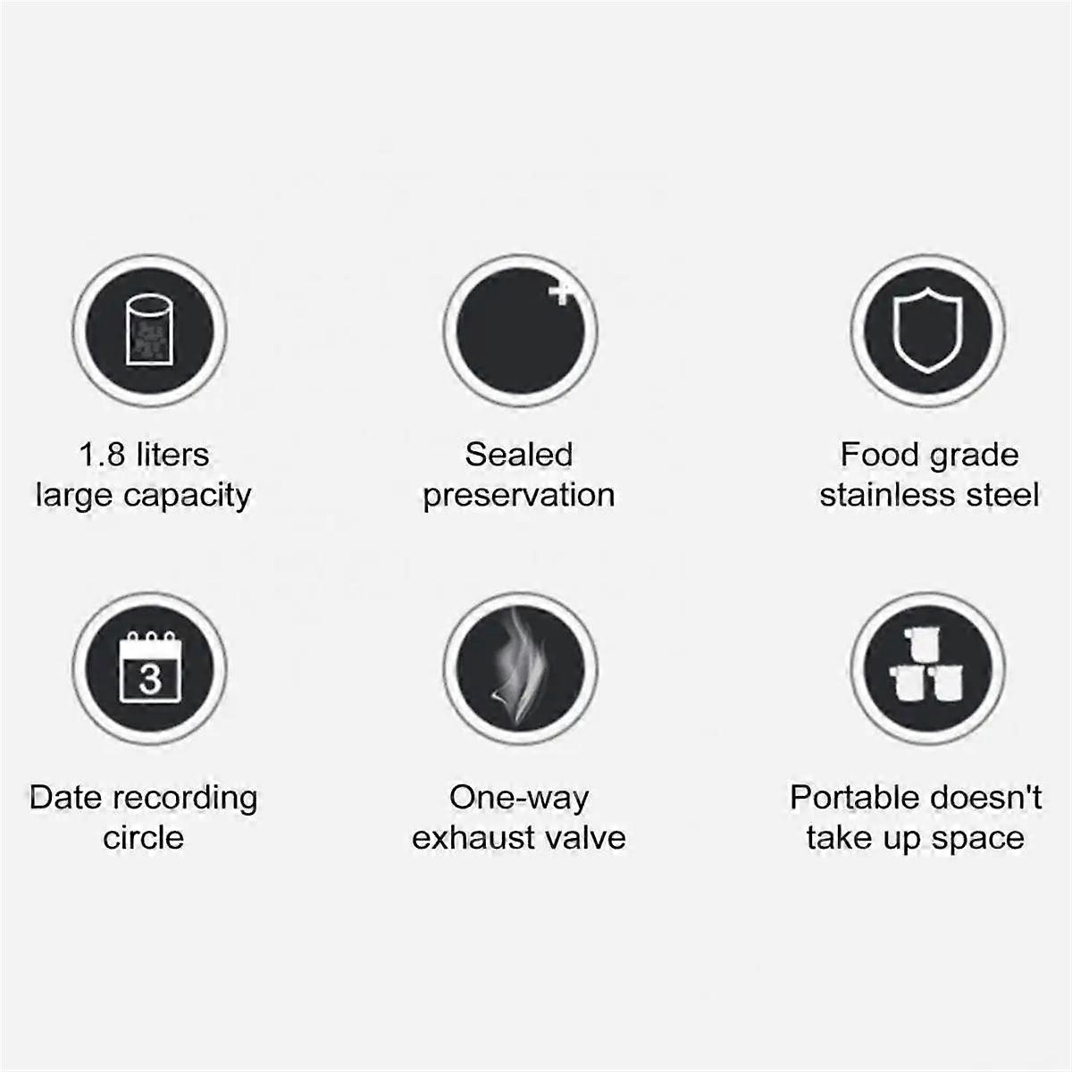 1800ML Stainless Steel Coffee Canister Airtight Container with Date ...