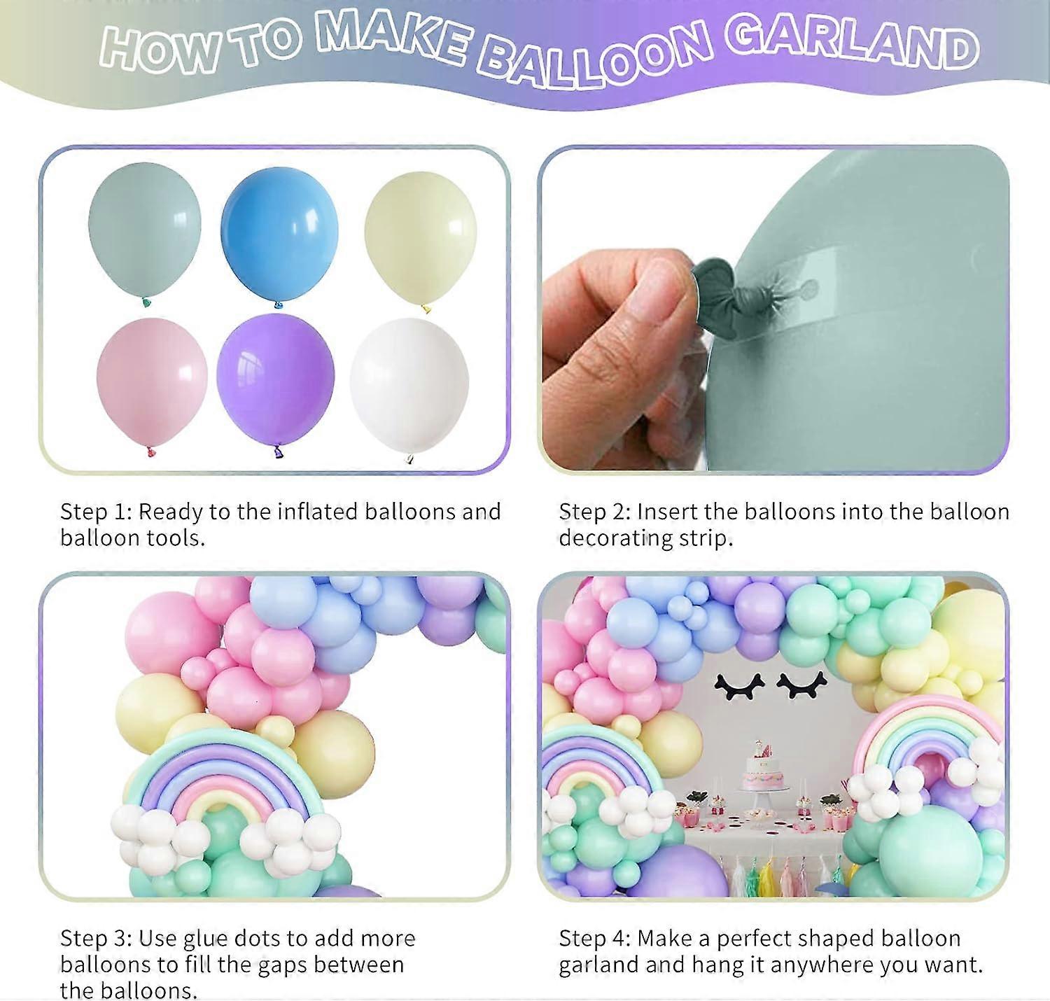 165 PCS Pastel Balloon Arch Kit, Rainbow Unicorn Party Balloon Garland Kit, Colorful Candy ...
