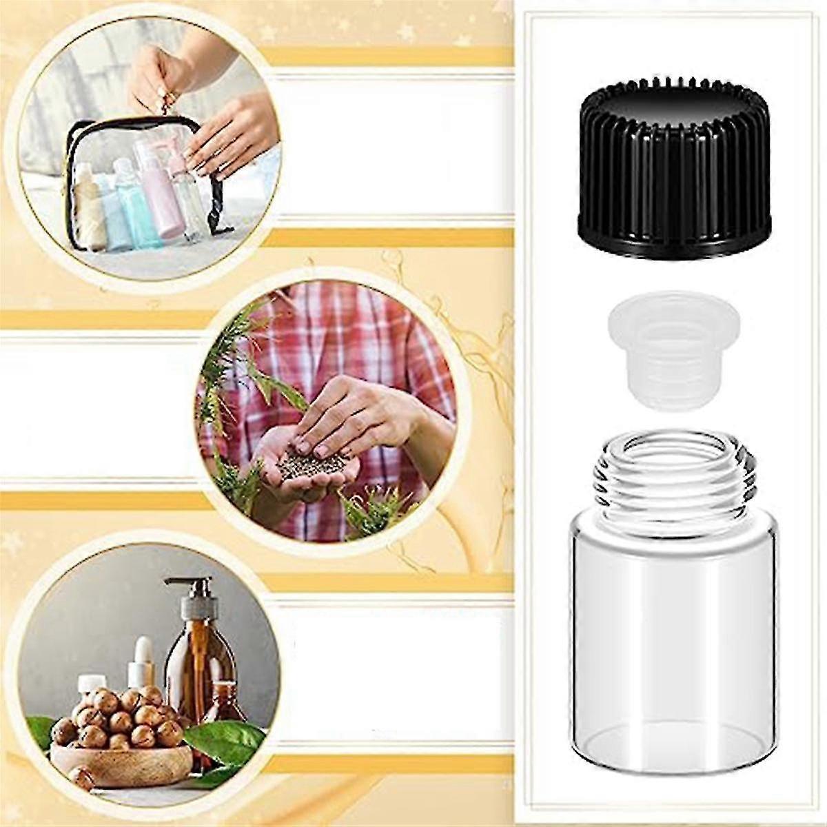 100pcs Clear Glass Vial Clear Bottles With Screw Caps And Plastic ...