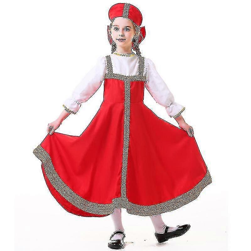 Russian Dance Girl Costume Red Sarafan Folk Fancy Dress Kids/woman ...