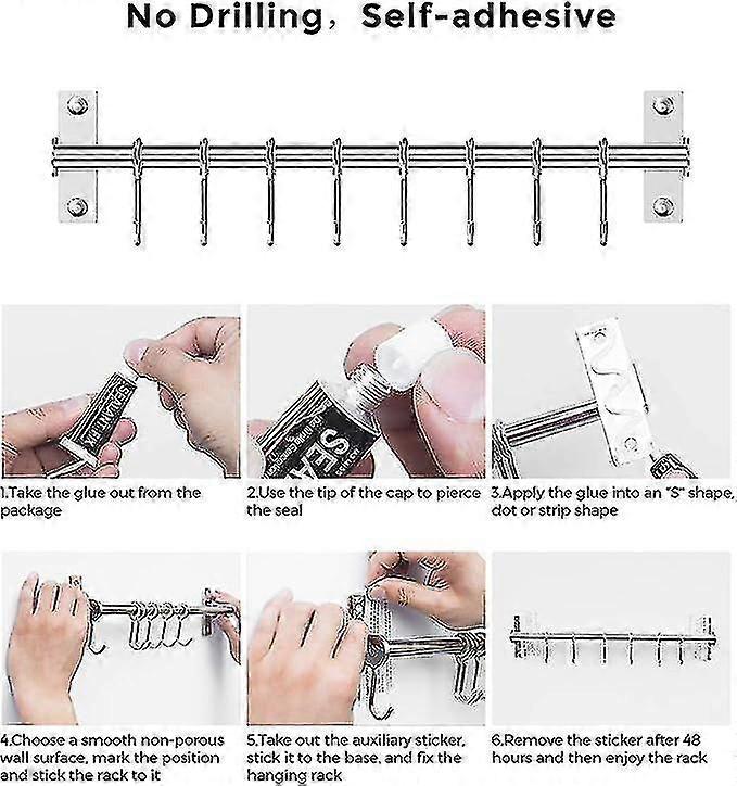 Kitchen Utensil Holder, Stainless Steel Utensil Hanging Rack, Wall ...