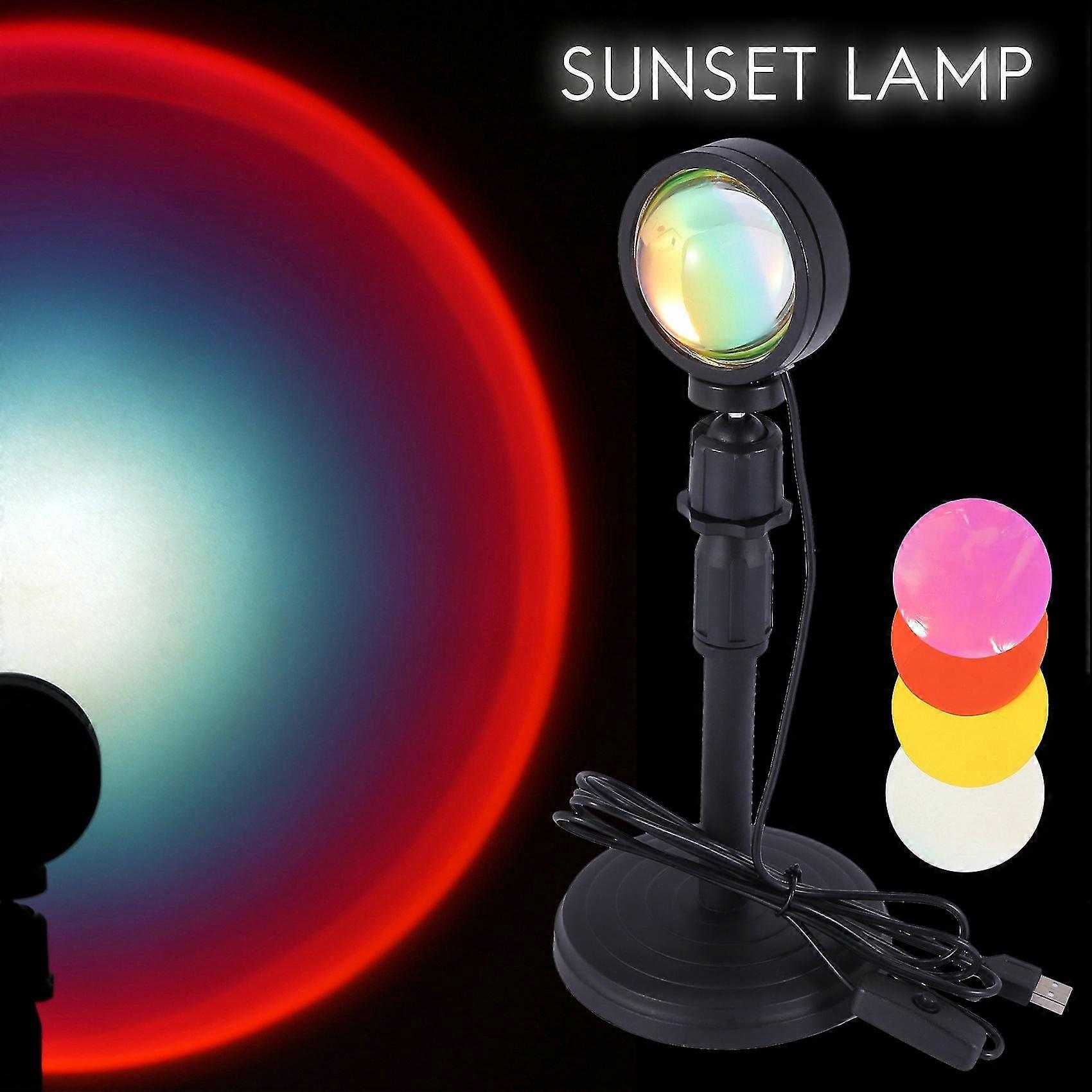 Sunset Projection Atmosphere LED Lamp 4 in 1 Night Light,USB Projector ...