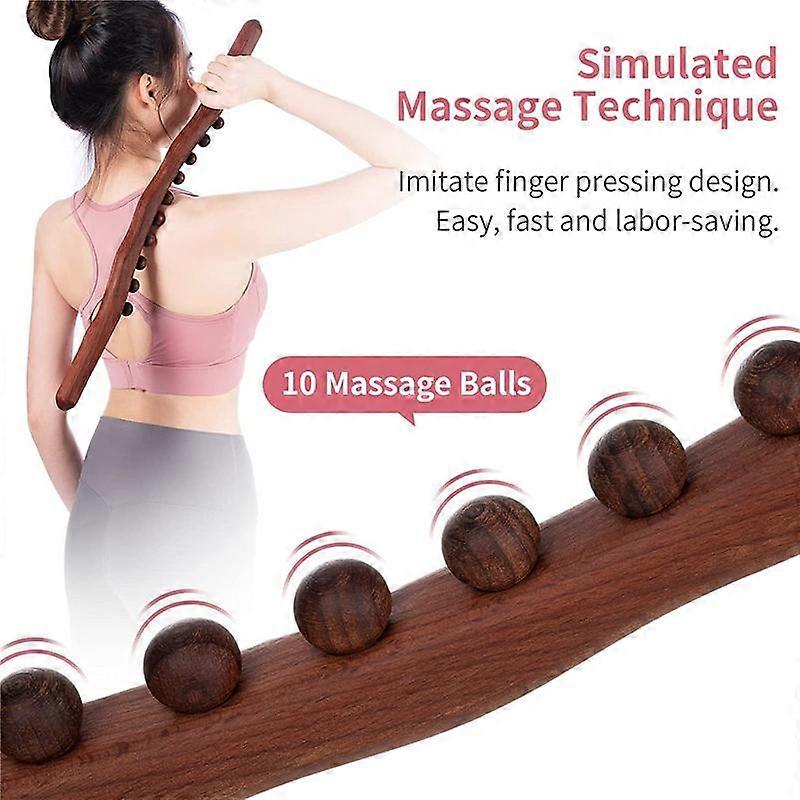 10 Beads Guasha Scraping Stick Wooden Massage Tools for Neck and Back ...