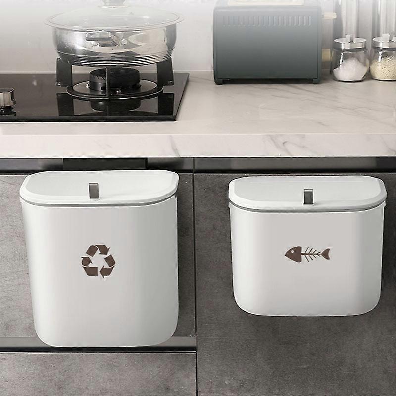 Recycle Bin Waste Basket 7L/9L Wall Mounted Kitchen Trash Can Door ...